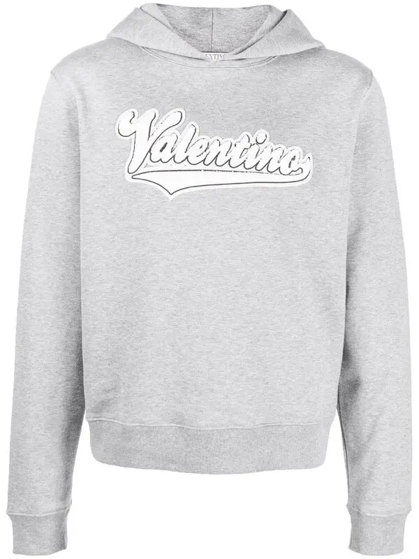 Valentino Garavani Embroidered Logo Hoodie - Grey
