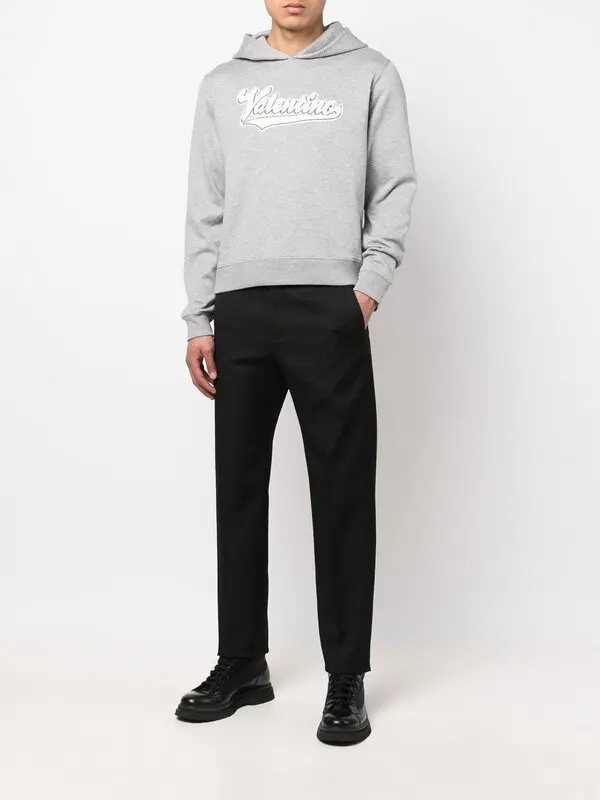 Valentino Garavani Embroidered Logo Hoodie - Grey