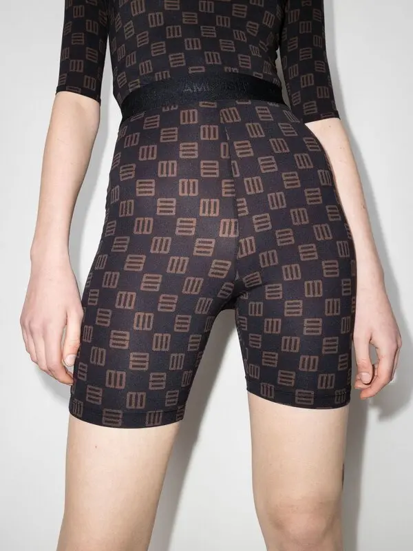 AMBUSH Monogram Print Cycling Shorts - Black