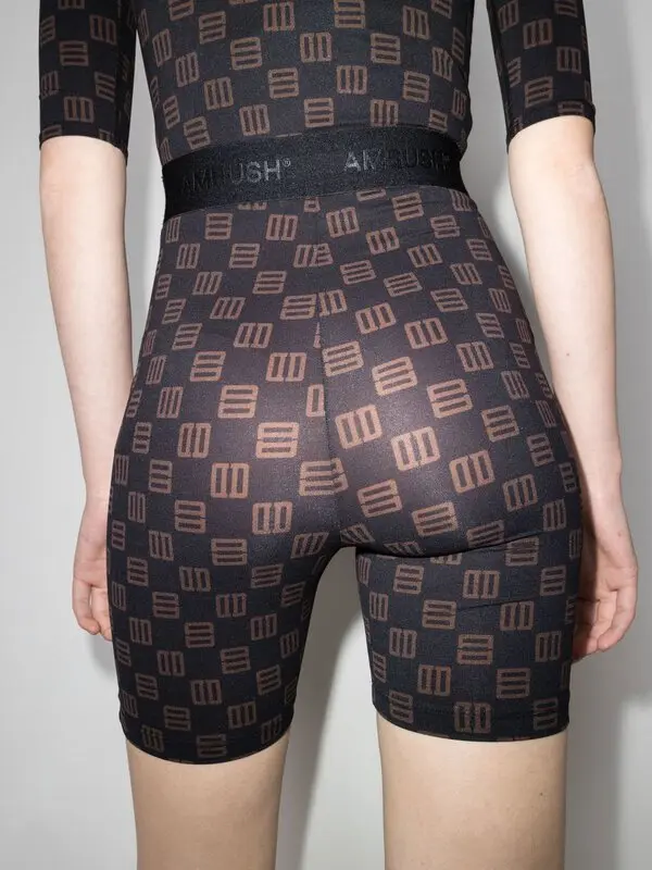 AMBUSH Monogram Print Cycling Shorts - Black