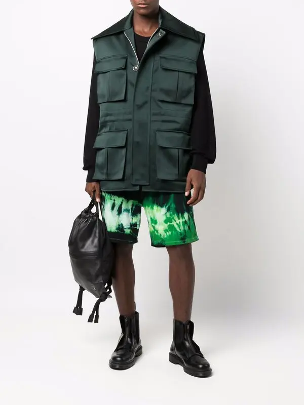 Ami Alex Tie-dye Denim Shorts - Green
