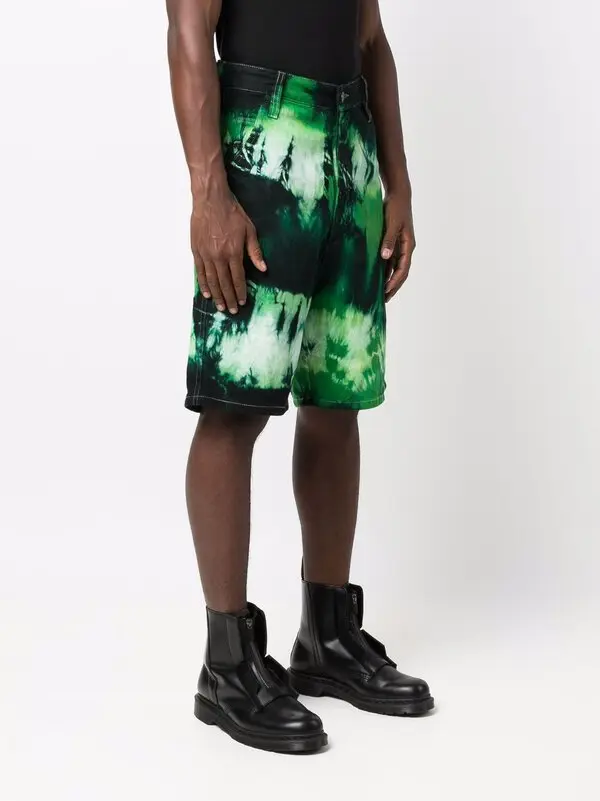 Ami Alex Tie-dye Denim Shorts - Green
