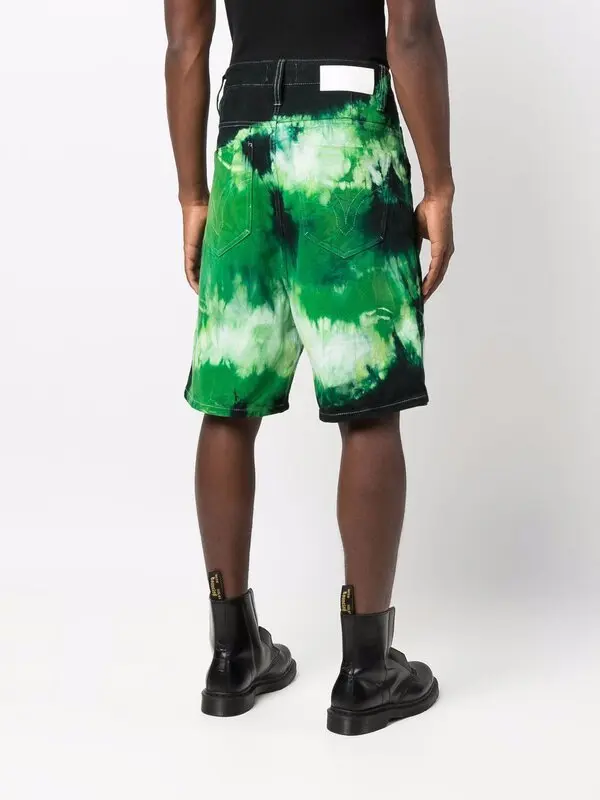 Ami Alex Tie-dye Denim Shorts - Green