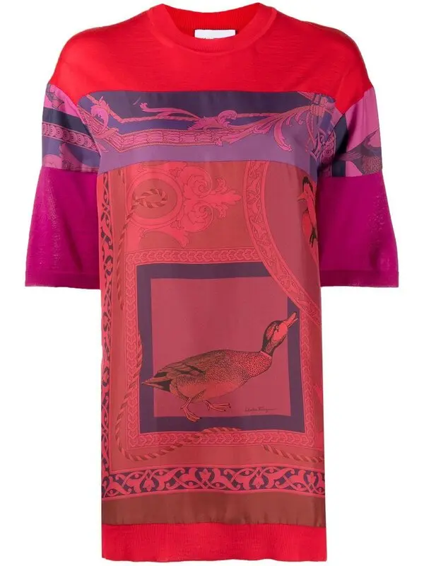 FERRAGAMO Heritage-print Long T-shirt
