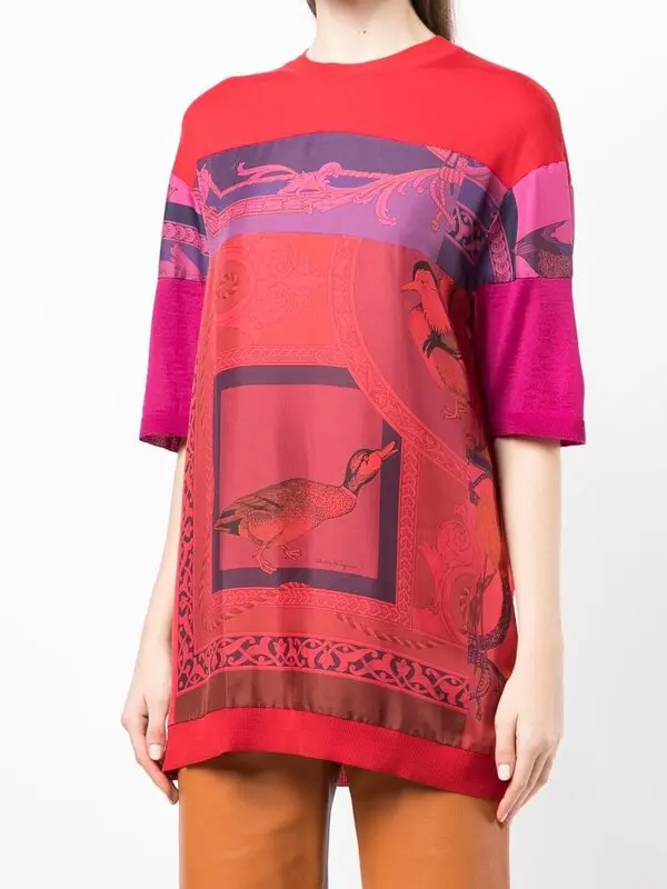 FERRAGAMO Heritage-print Long T-shirt