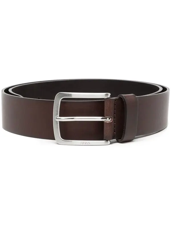 BOSS Logo-engraved Buckle Belt - Brown
