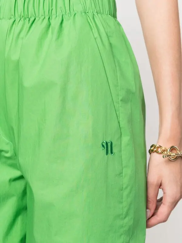 Nanushka Elasticated-waistband Cotton Shorts - Green