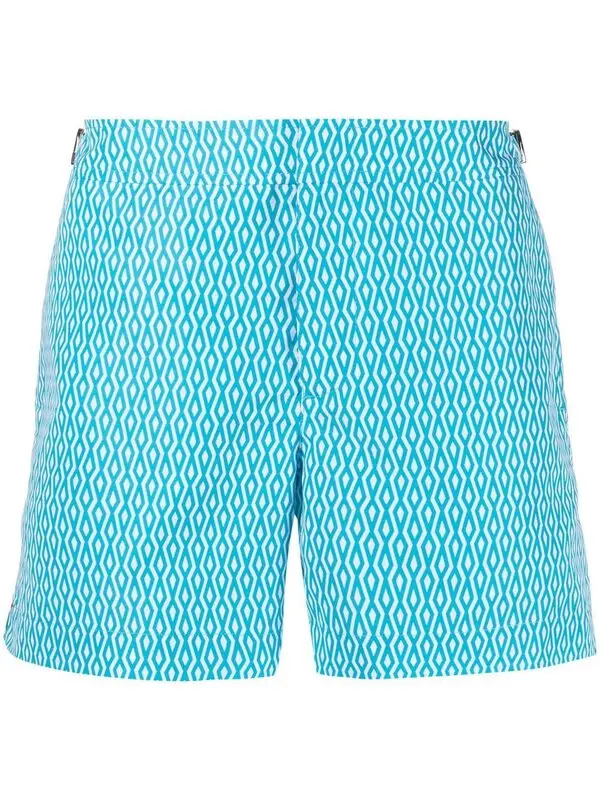 Orlebar Brown Diamond-print Swim Shorts - Blue