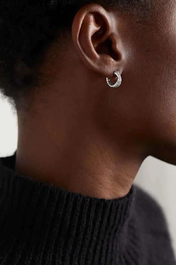 David Yurman Crossover Diamond Hoop Earrings