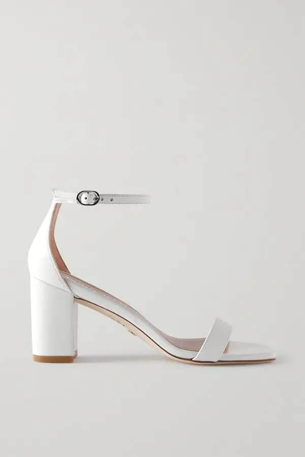 STUART WEITZMAN Nudistcurve Leather Sandals - White