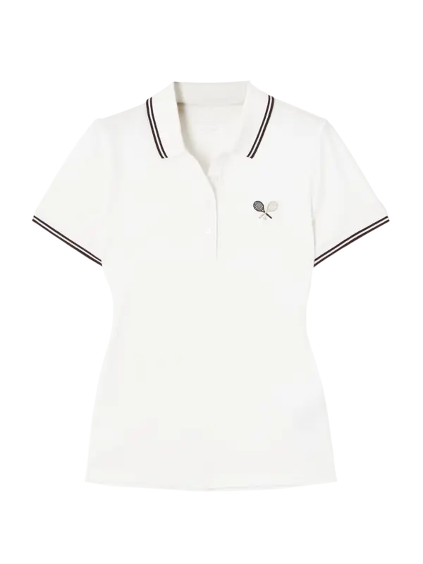 Tory Burch Embroidered Cotton-blend Piqué Polo Shirt - White
