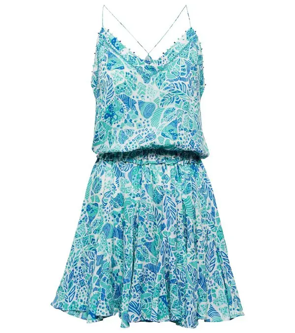 Poupette St Barth Laurie Printed Mini Dress - Blue