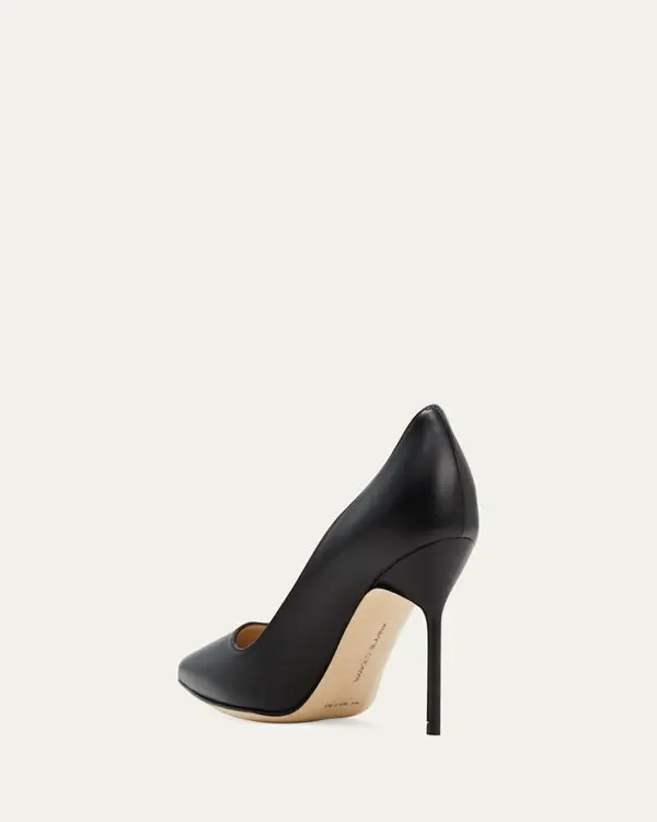 Manolo Blahnik Lambskin Leather Stiletto Pumps - Black