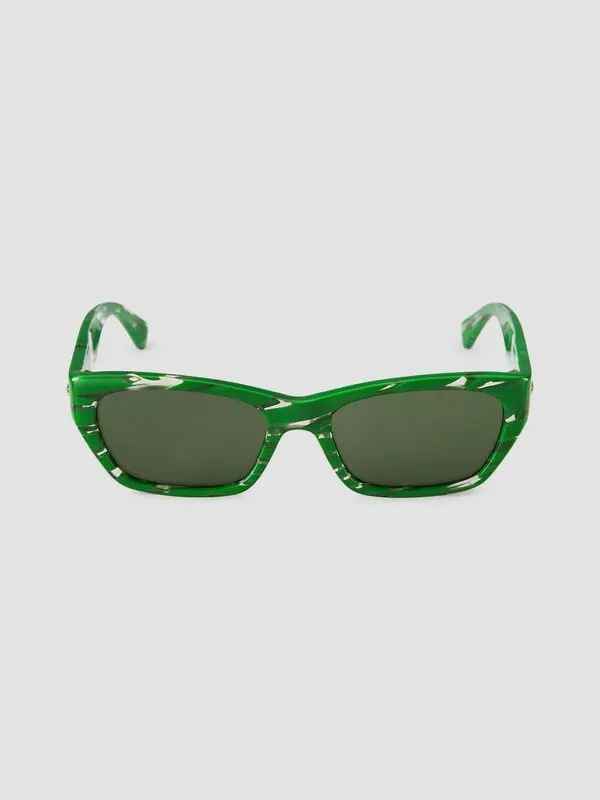 Bottega Veneta Marbled Rectangular Sunglasses - Green