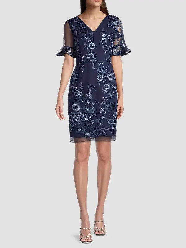 Shani Floral Embellished Sheath Dress