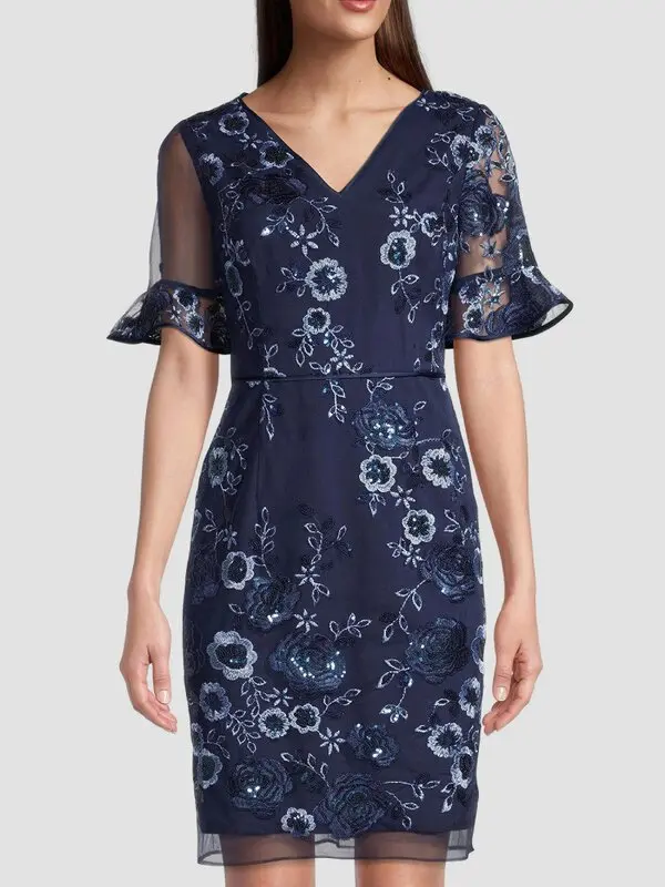 Shani Floral Embellished Sheath Dress