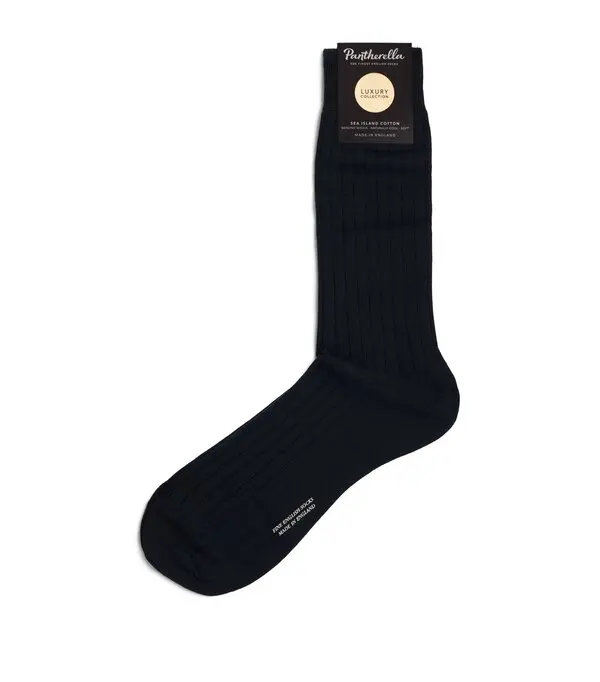 Pantherella Ribbed Dress Socks - Navy