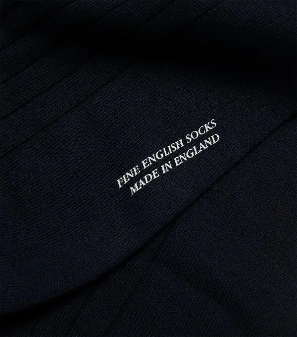 Pantherella Ribbed Dress Socks - Navy