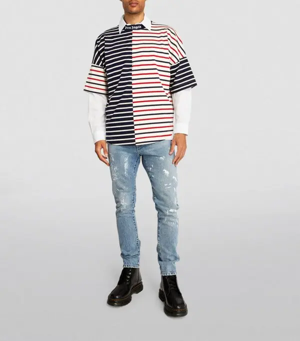 Palm Angels Oversized Striped Logo T-shirt