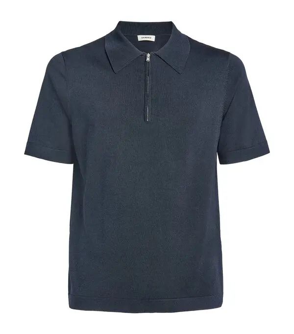 Sandro Zip-up Polo Shirt - Blue