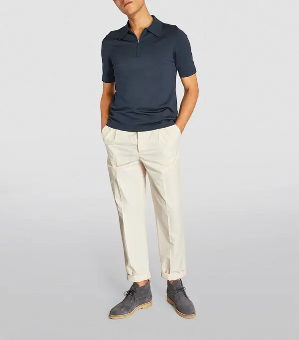 Sandro Zip-up Polo Shirt - Blue
