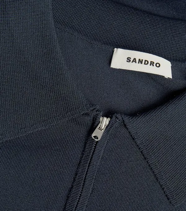 Sandro Zip-up Polo Shirt - Blue