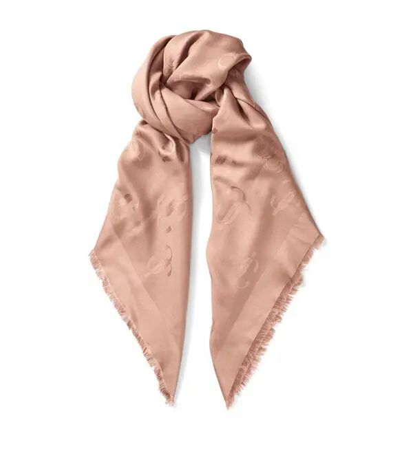JIMMY CHOO Emani Silk-wool Scarf - Pink