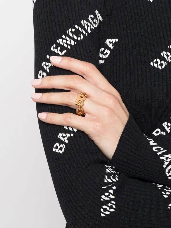 Balenciaga B Chain-Link Ring - Gold | Editorialist