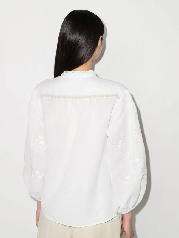 BOTEH La Choza Embroidered Blouse With Tassel Detail