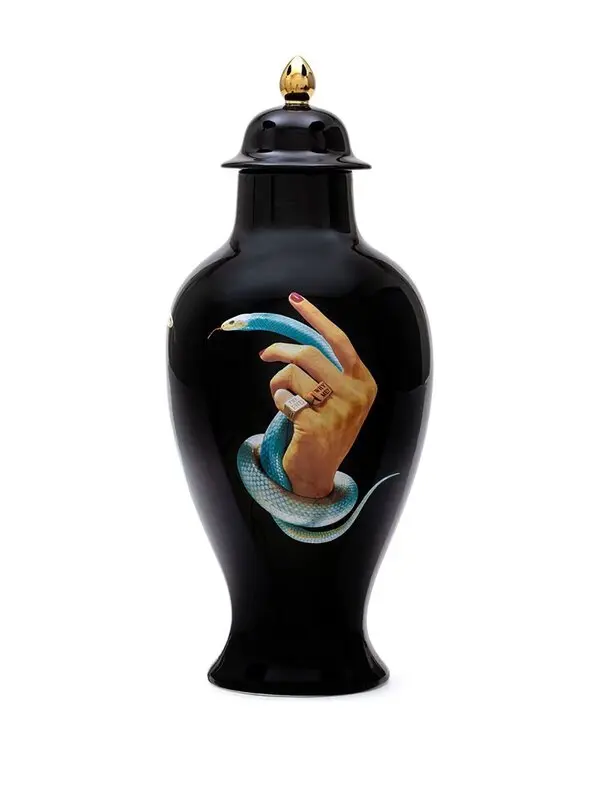 SELETTI Hand With Snakes Porcelain Vase