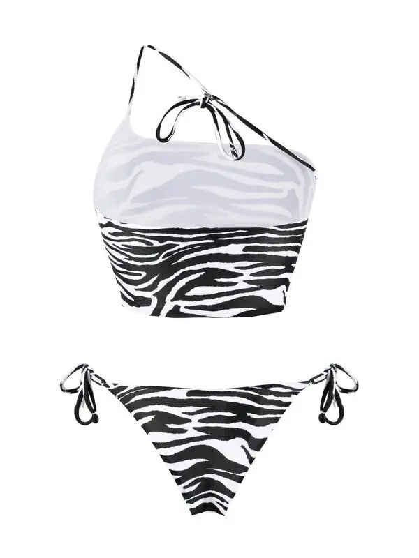 Attico Zebra-print Asymmetric Bikini