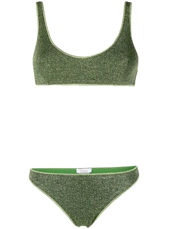 Oseree Glittered Bikini Set - Green