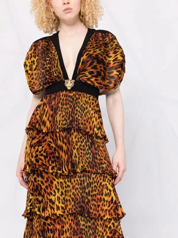 Roberto Cavalli Leopard-print Long Evening Dress