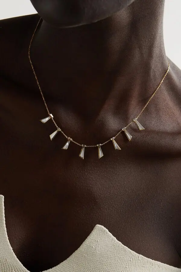 L’ATELIER NAWBAR The Dance 18-karat Mother-of-pearl And Diamond Choker