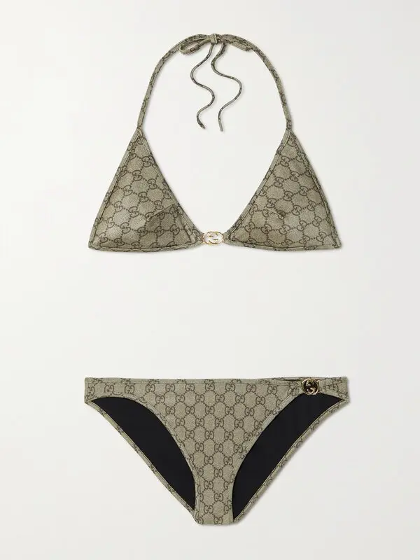 Gucci Embellished Printed Bikini - Neutrals | Editorialist