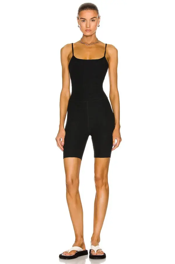 Beyond Yoga Spacedye Get In Gear Biker Jumpsuit In Black - Darkest Night