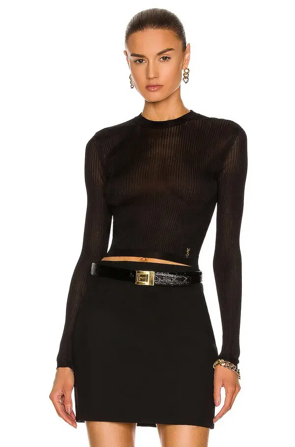 Saint Laurent Long Sleeve Top - Noir
