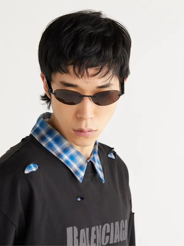 Balenciaga Oval-frame Metal Sunglasses