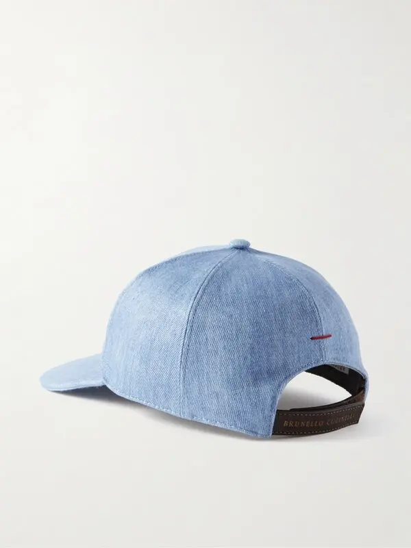 Brunello Cucinelli Leather-Trimmed Logo-Embroidered Linen-Twill