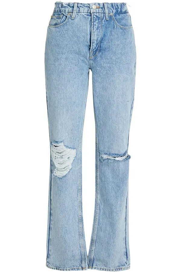 Good American Good 90's Icon Distressed High Rise Straight Leg Jeans