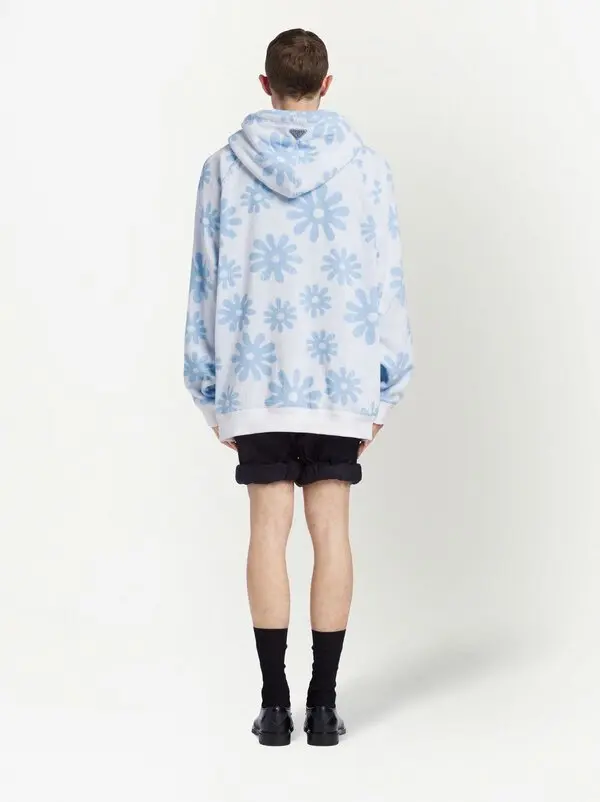 Prada Jacquard Terrycloth Hoodie - Blue | Editorialist