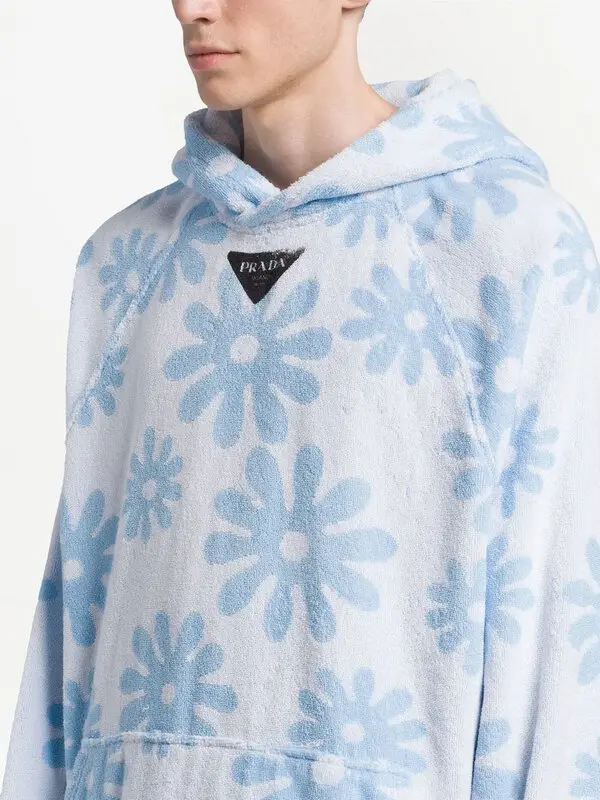 Prada Jacquard Terrycloth Hoodie - Blue | Editorialist