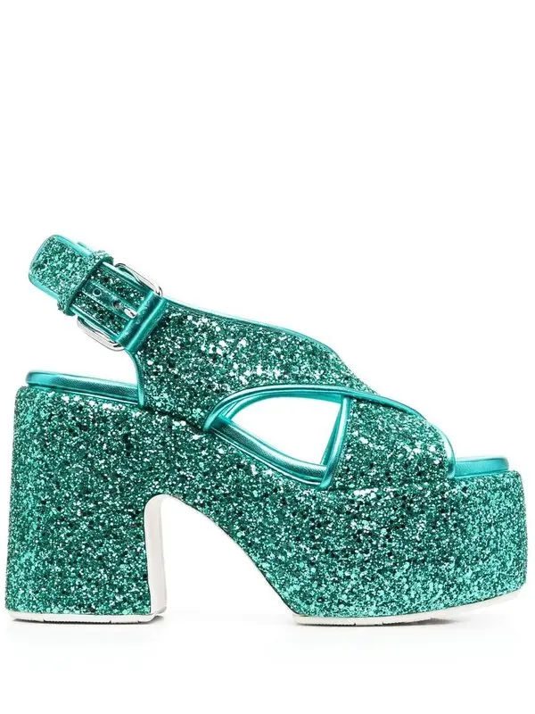 Casadei Rock Limelight Platform Sandals
