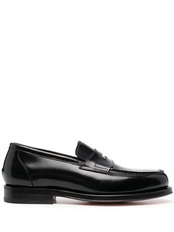 Santoni Slip-on Leather Loafers - Black