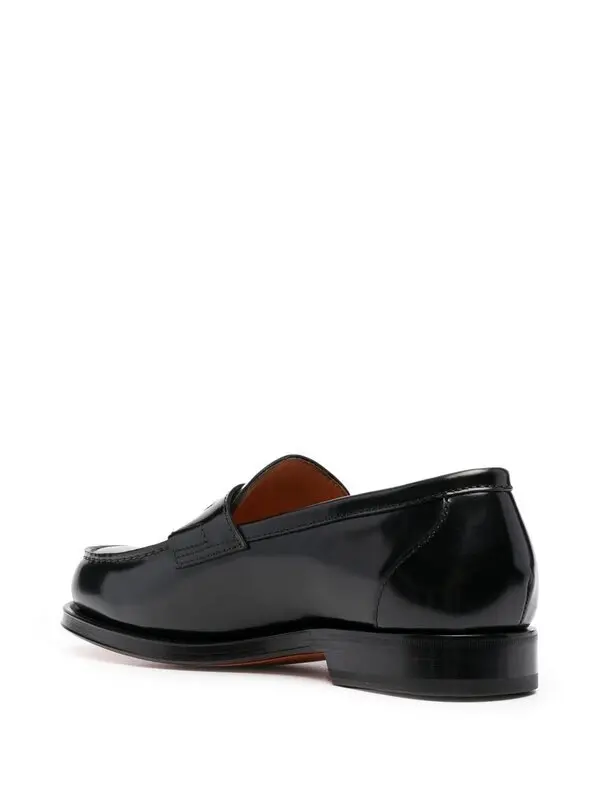 Santoni Slip-on Leather Loafers - Black