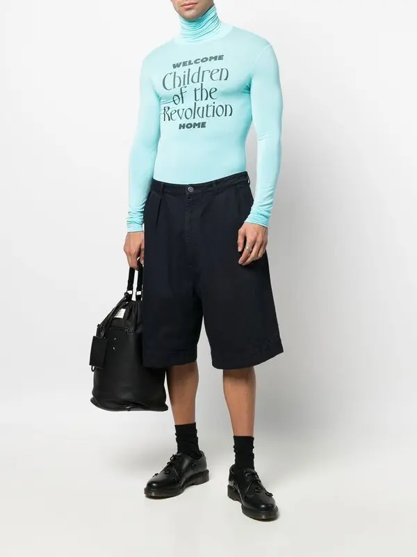 Raf Simons Pleat-detail Bermuda Shorts - Blue
