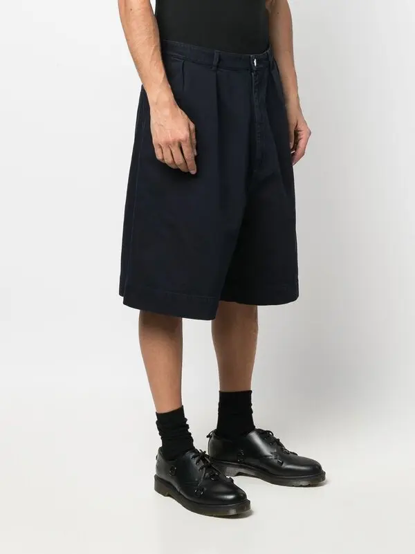 Raf Simons Pleat-detail Bermuda Shorts - Blue