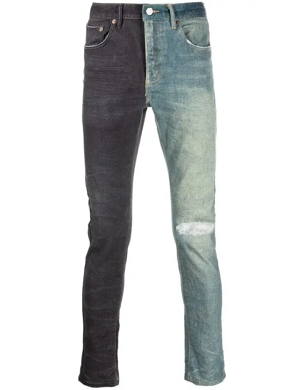 PURPLE BRAND Two-tone Distressed Jeans