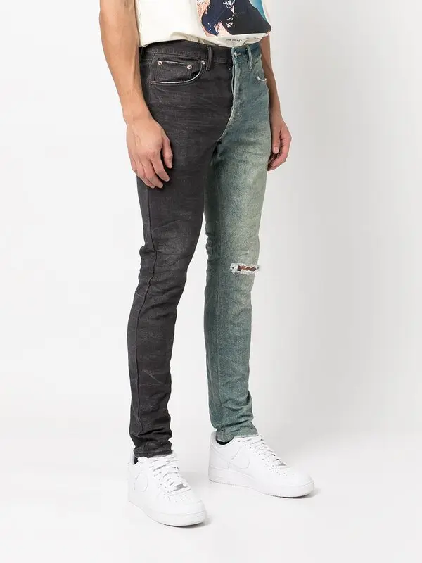 PURPLE BRAND Two-tone Distressed Jeans