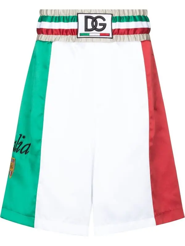Dolce & Gabbana Italia Colour-block Knee-length Shorts - White